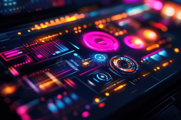 Futuristic Neon Interface Digital Control Panel Display Stock Image ...
