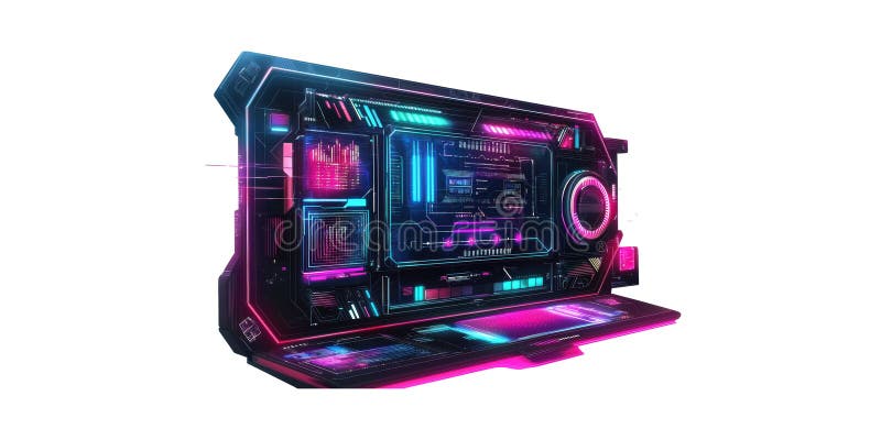 Futuristic Neon Interface Display with Holographic Elements. Advanced ...