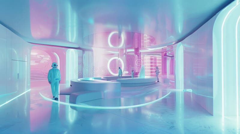 Futuristic Neon Interior with Sci-fi Elements and Ambient Lighting Stock Illustration ...