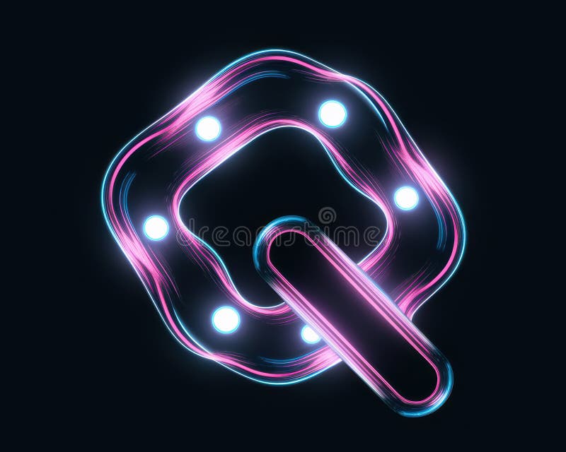 Futuristic Neon Letter Q: Abstract 3D Render Stock Illustration ...