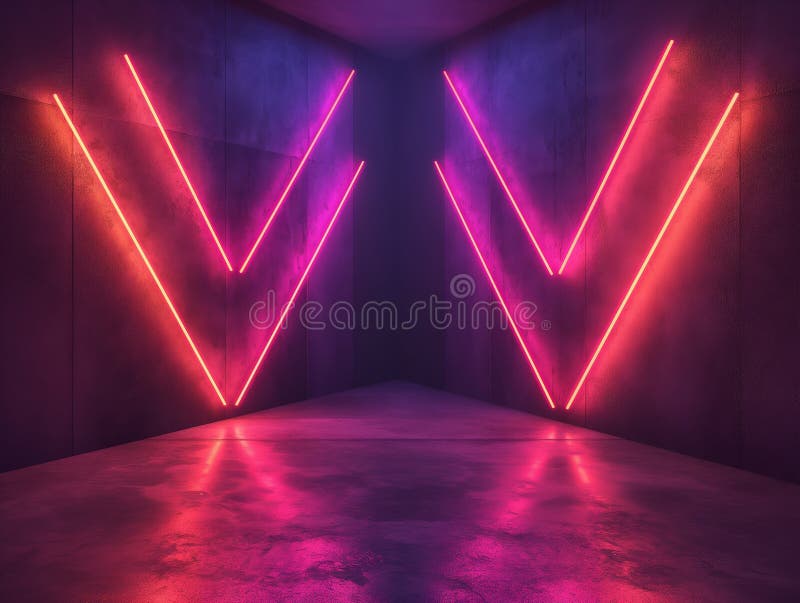 Futuristic Neon Light Corridor Stock Photo - Image of geometric ...