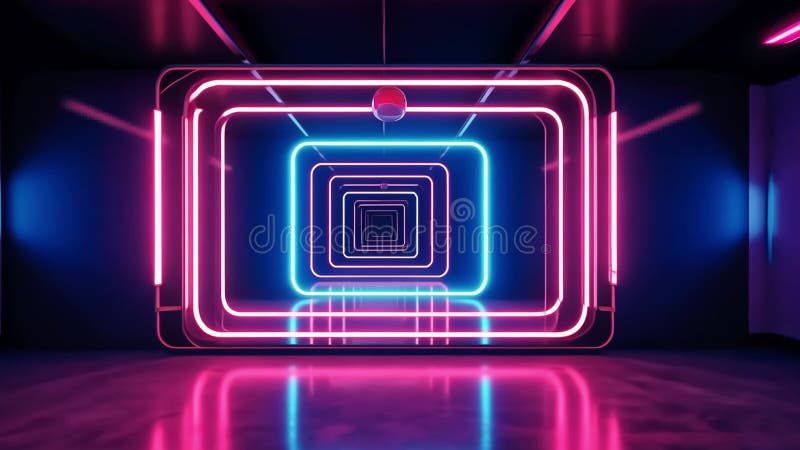 Futuristic Neon Light Installation in a Dark Room with Vibrant Colors ...