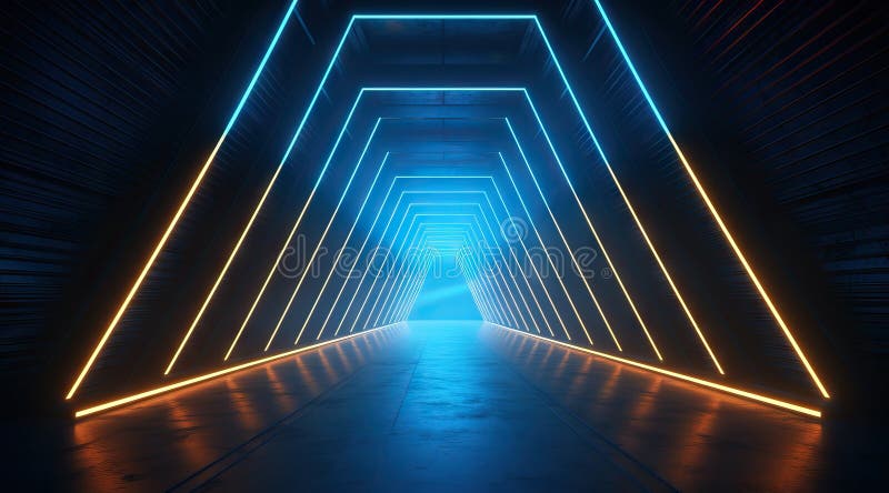 Futuristic a Neon Light Lighting, in the Style of Sharp Perspective ...