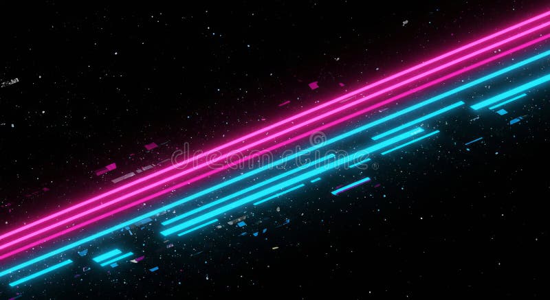 Futuristic Neon Light Trails in Space with Pink and Blue Lines on a ...