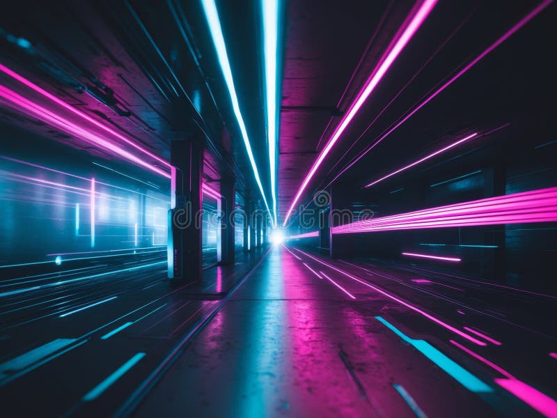 Futuristic Neon Light Tunnel. a Cyberpunk Vision of Infinite ...