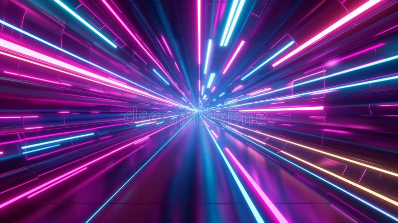 Futuristic Neon Light Tunnel Stock Image - Image of glow, pathway ...