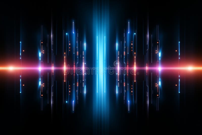 Futuristic Neon Lights on Black Background Stock Illustration ...