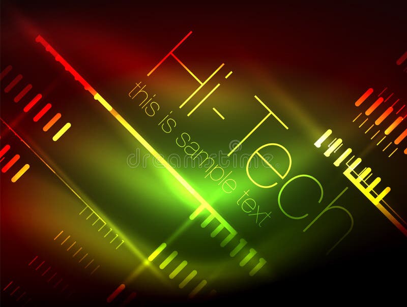 Futuristic Neon Lights on Dark Background, Digital Abstract Techno ...