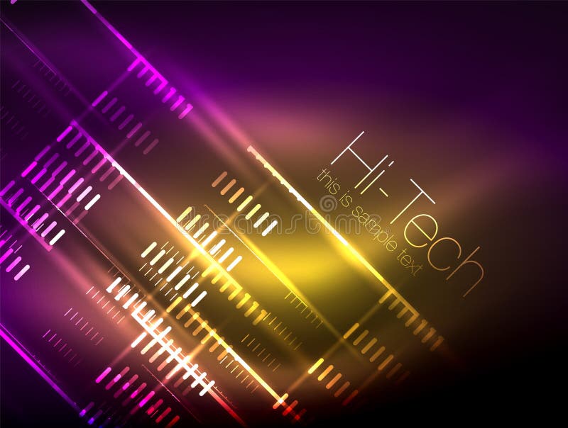 Futuristic Neon Lights on Dark Background, Digital Abstract Techno ...
