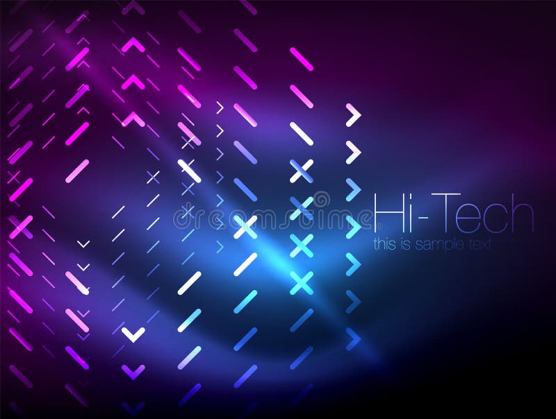 Futuristic Neon Lights on Dark Background, Digital Abstract Techno ...