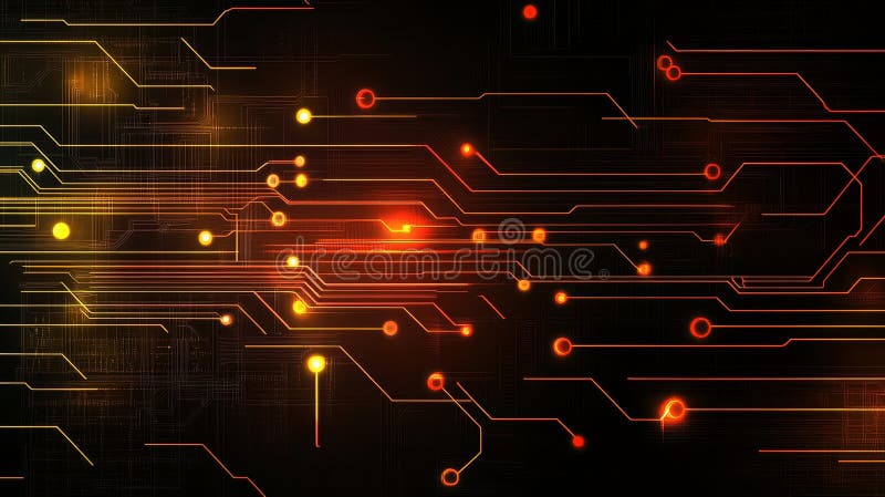 Futuristic Neon Lines Form a High-tech Grid. Yellow and Orange ...