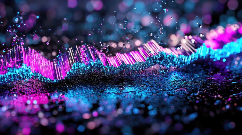 Modern Neon Liquid Wave Visualizing Abstract Big Data Stream Stock ...