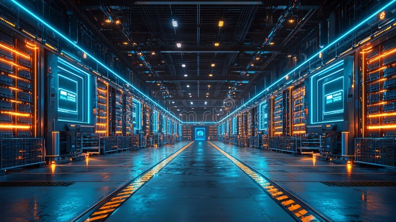 Future Technology Sense Server Room Stock Illustration - Illustration ...