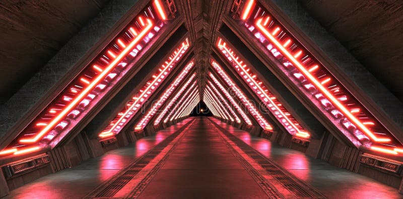 A Futuristic, Neon-lit Cyber Bunker with a Triangular Laser and ...