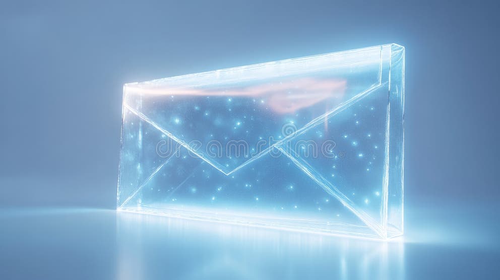 Futuristic Neon-lit Digital Envelope on a Blue Background Stock Photo ...