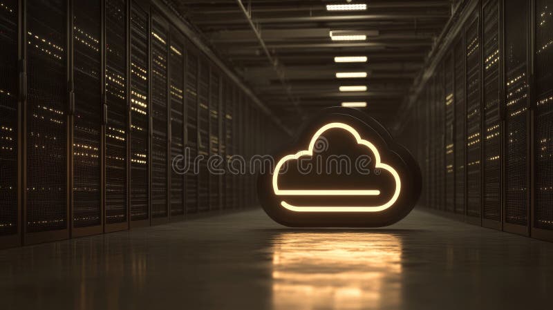 The Futuristic Neon-lit Interior of a Large, Contemporary Server Room ...