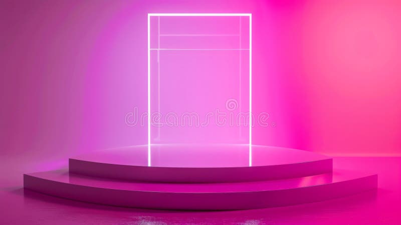 Futuristic Neon-Lit Pink Stage Setup at Night Stock Image - Image of ...