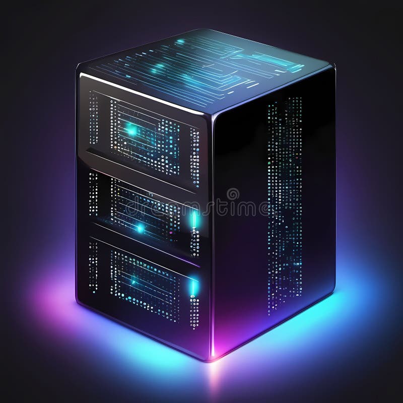 Futuristic Neon-lit Server Cabinet Design, Embodying Modern Data ...