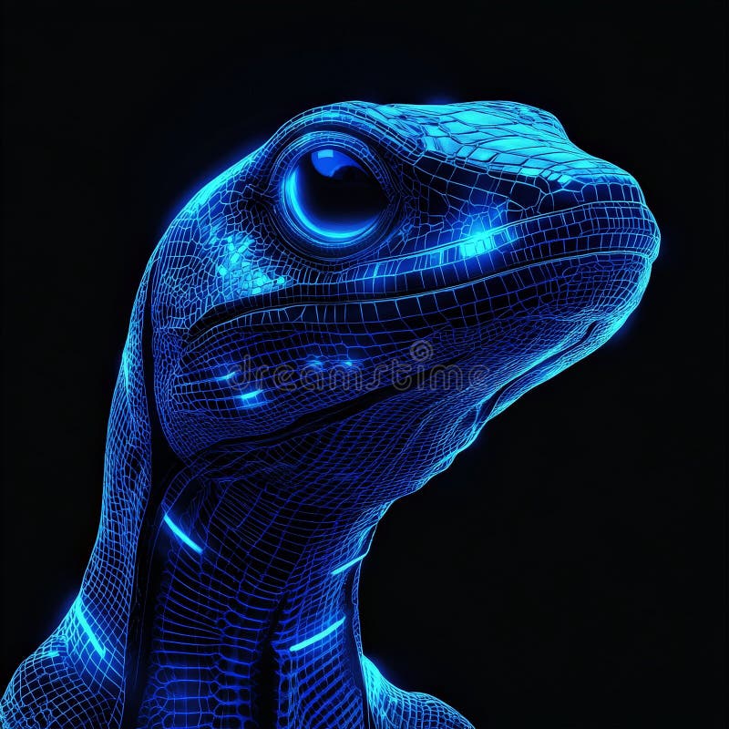Futuristic Neon Lizard with Digital Glow Stock Photo - Image of cyber ...