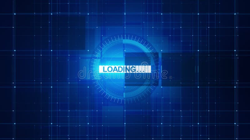 Neon Loading Animation with Progress Bar and Digital HUD. Stock Footage ...