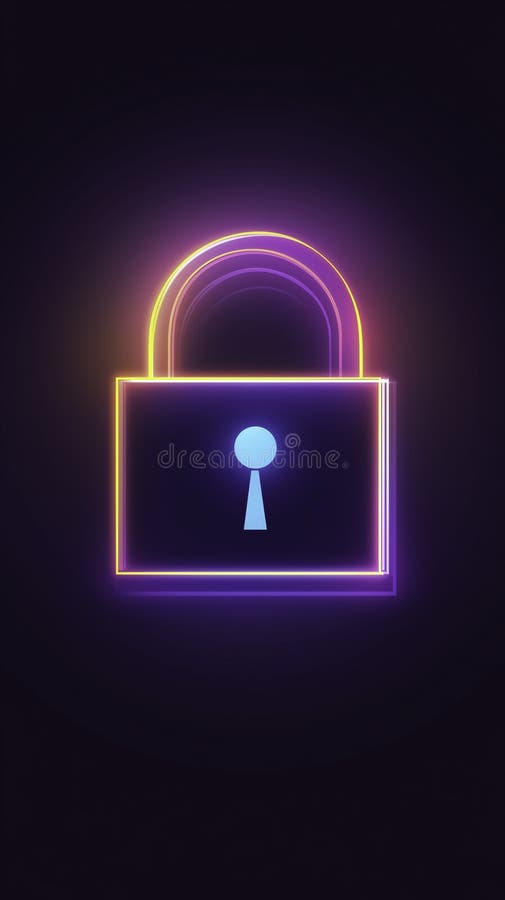 Futuristic Neon Lock a Comprehensive Concept for Cybersecurity and Data ...