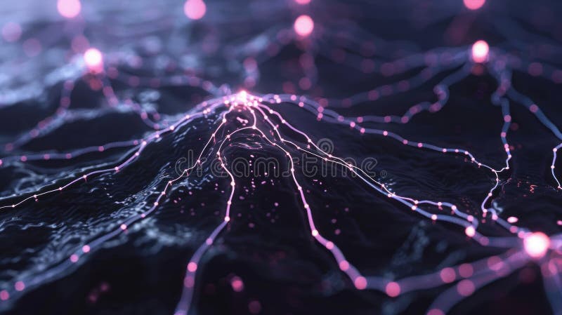 Futuristic Neon Network: Glowing Digital Connections in a Dynamic Grid ...