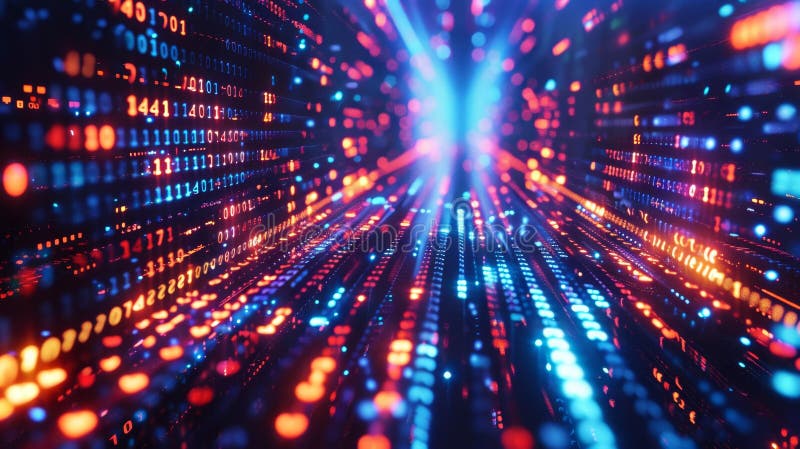 Futuristic Neon Network Grid with Flowing Binary Code in a Sleek High ... Futuristic Neon Network Grid with Flowing Binary Code in a Sleek High ...