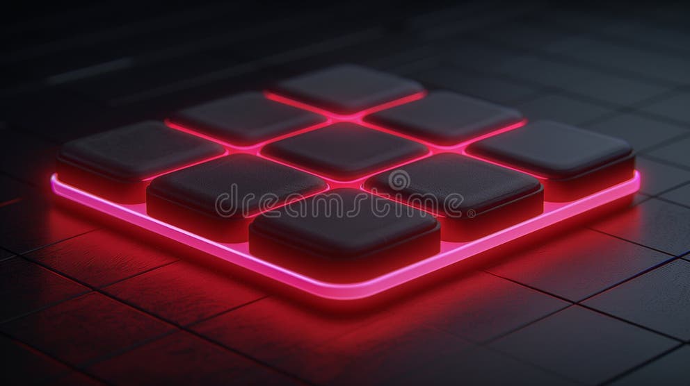 Futuristic Neon Pad Interface on Dark Grid Stock Illustration ...