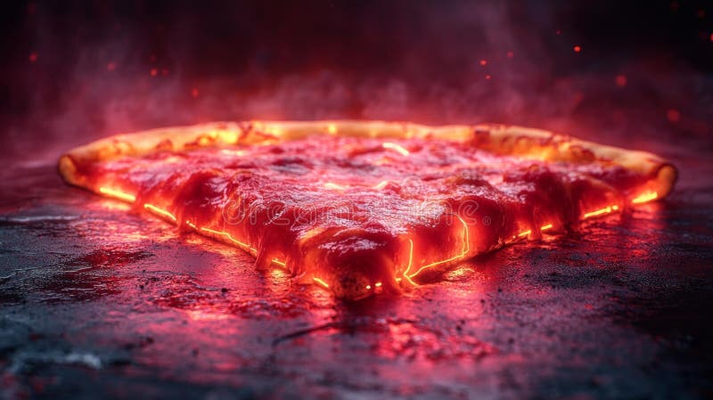 Futuristic Neon Pizza Slice with Abstract Glow Stock Illustration ...