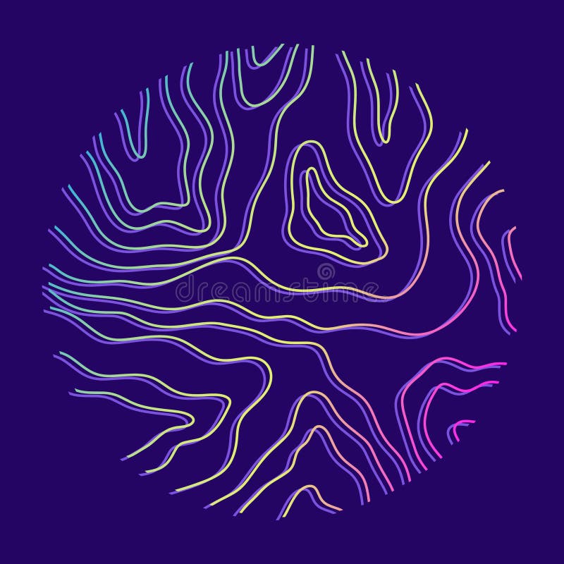 Futuristic Neon Planet Abstract Wavy Circle Stock Illustration ...