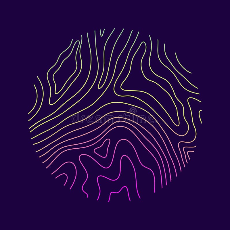 Futuristic Neon Planet Abstract Wavy Circle Stock Illustration ...