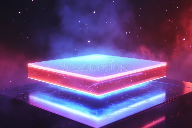 Futuristic Neon Platform in a Sci-Fi Inspired Digital Lightscape Stock ...