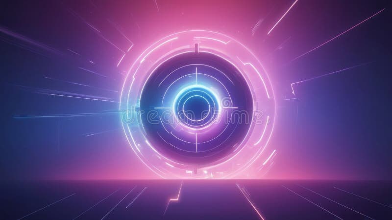 Futuristic Neon Portal with Pink and Blue Lights Stock Illustration ...