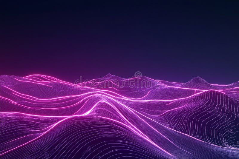 Futuristic Neon Purple Lines Creating Abstract Landscape Against Dark ...