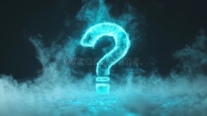 Futuristic Neon Question Mark Illuminated in a Digital Mist Stock Image ...