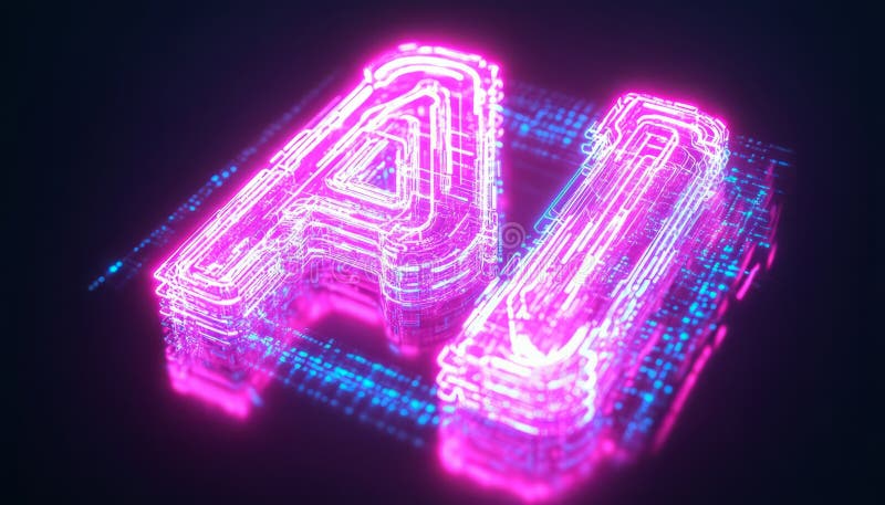 Futuristic Neon Representation of AI Technology Featuring Vibrant ...