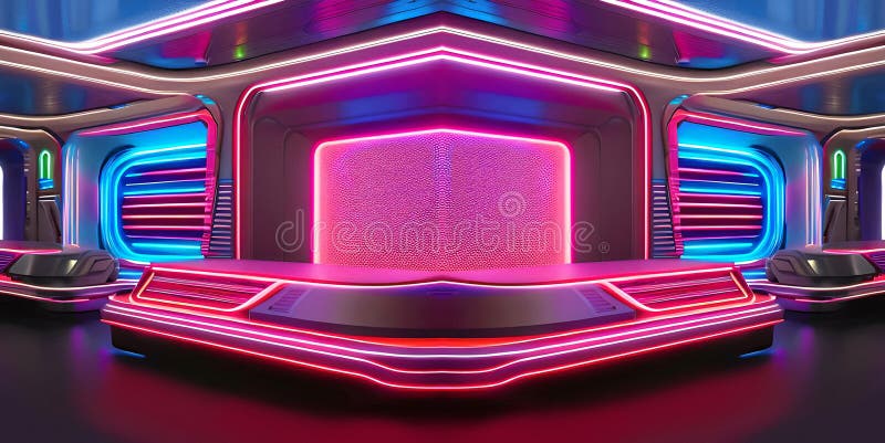 Futuristic Neon Screen for Games Stock Illustration - Illustration of ...