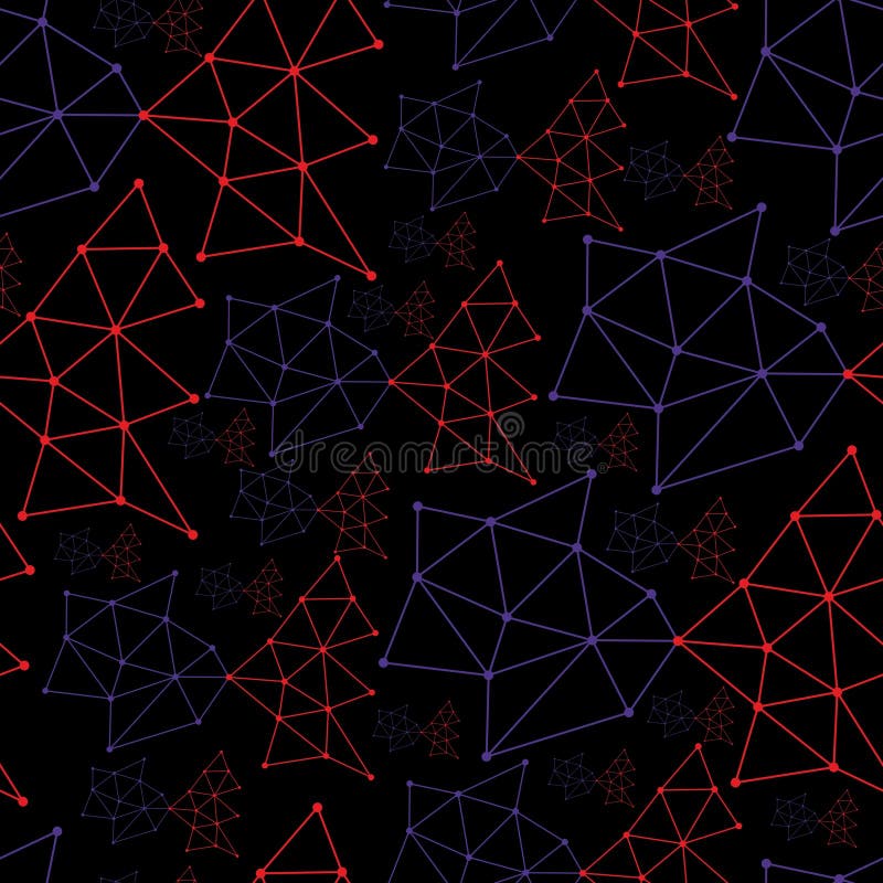 Futuristic Neon Seamless Pattern with Light. Blue and Red Lines, Dots ...
