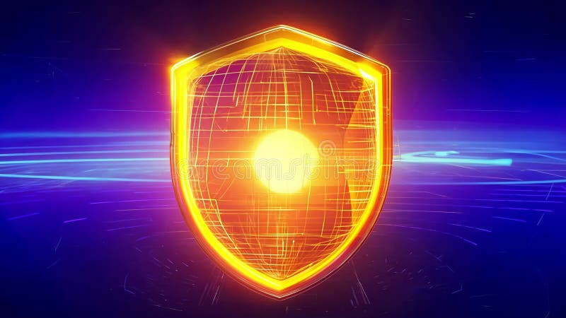 Futuristic Neon Shield Symbolizing Cybersecurity and Digital Protection ...