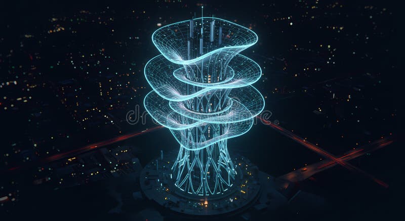 Futuristic Neon Skyscraper Glows Brightly in a Vibrant Cityscape at ...