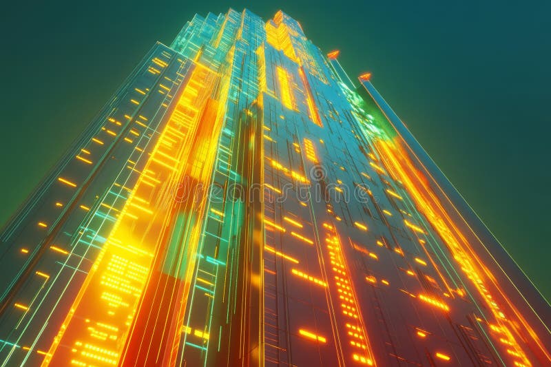 Futuristic Neon Skyscraper - a Modern Marvel of Architecture and ...