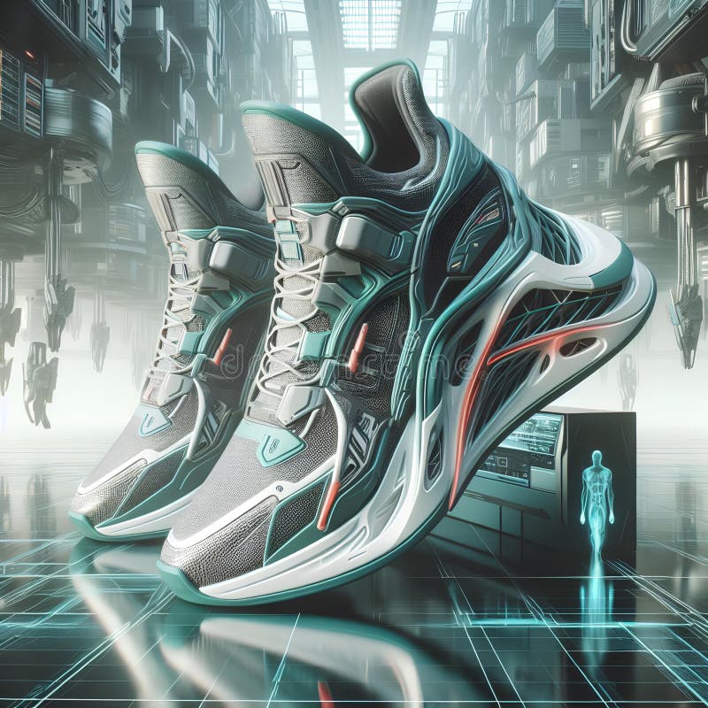 Futuristic Neon Sneaker Shoe Stock Illustration - Illustration of ...