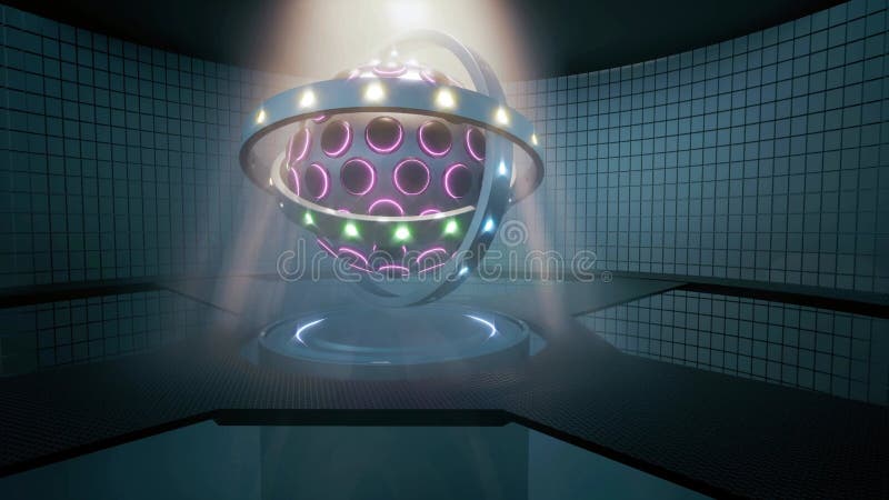 Futuristic Neon Sphere Reactor Science Scene Volume Light Stock Footage ...