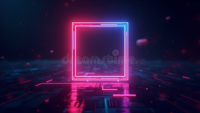 Futuristic Neon Square Portal Technology Theme Stock Illustration ...