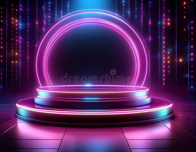 Futuristic Neon Stage Design for Performances and Presentations Stock ...