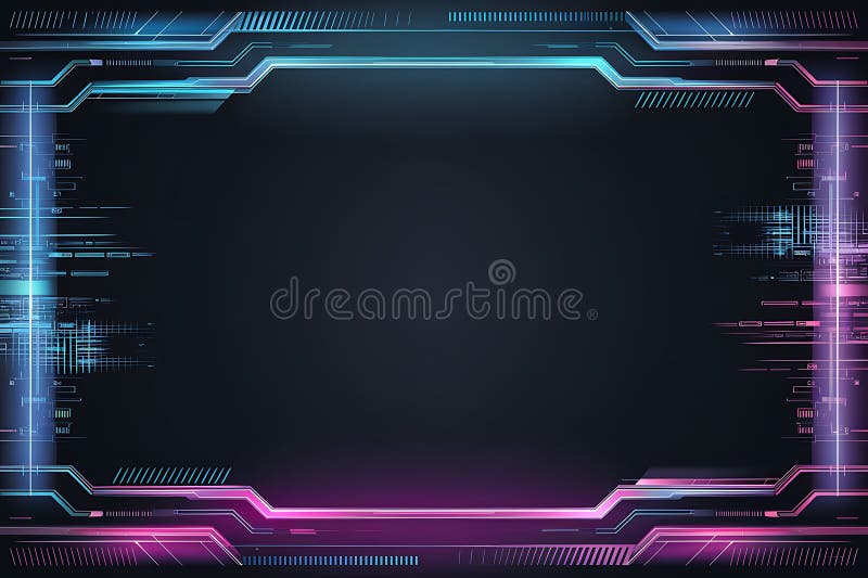 Futuristic Neon Tech Frame Digital Interface Background Stock ...