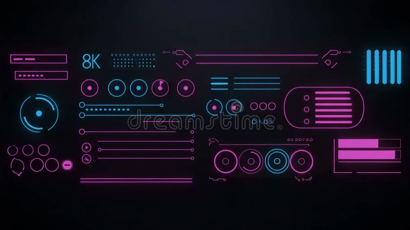 Futuristic Neon Tech Interface: Abstract Digital HUD Overlay Stock ...