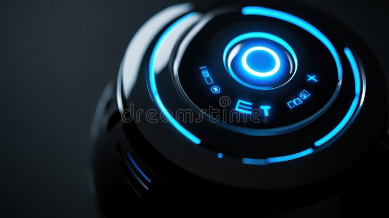 Futuristic Neon Tech Interface with Blue Glowing Elements. Big Data and ...