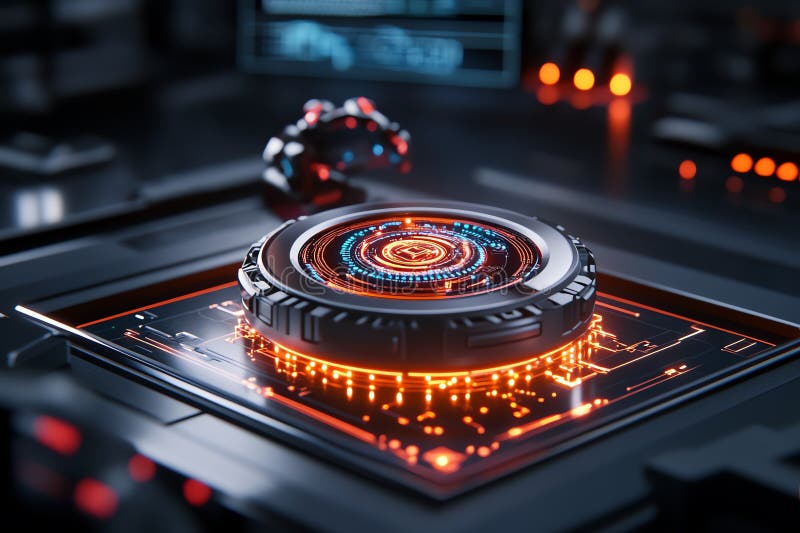 Futuristic Neon Technology Interface Glowing with Vibrant Lights in a ...