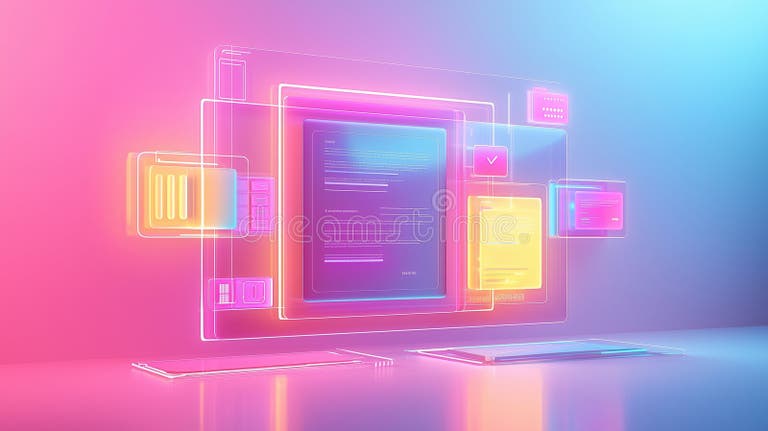 Futuristic Neon Text-based Ui Dashboards with Floating Interface Design ...